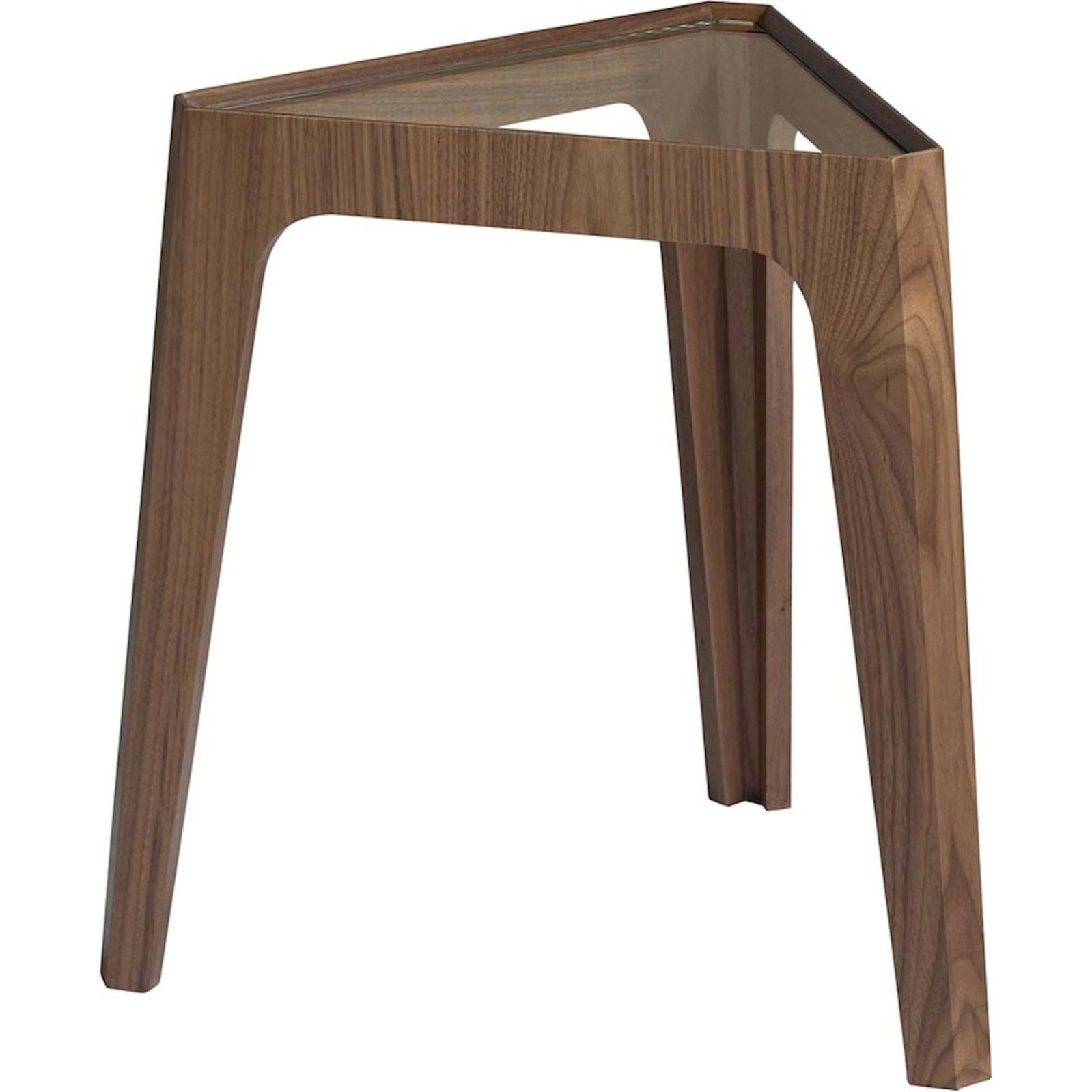 Table d'angle design en verre et noyer Angel Cerda | Leroy Merlin