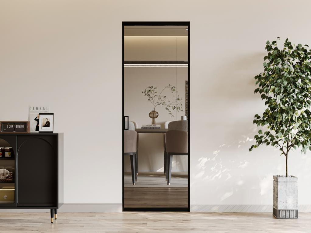 Porta scorrevole con sistema a incasso H205 x L93 cm Alluminio e Vetro ...