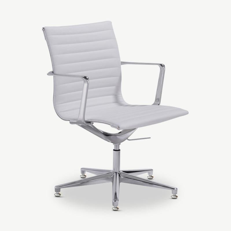 Furnicher Mateo - Chaise de Conférence - Blanc Faux cuir - 58x59x92cm ...