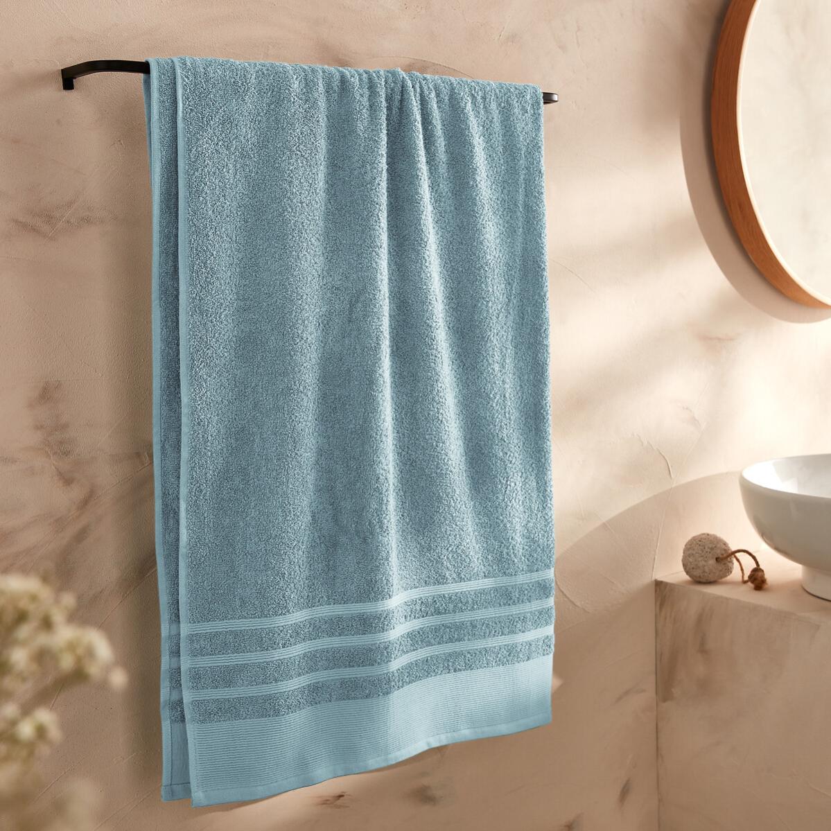 Maxi-drap de bain 600 g/m², Zavara - Bleu grisé - 100 x 150 cm | Leroy ...