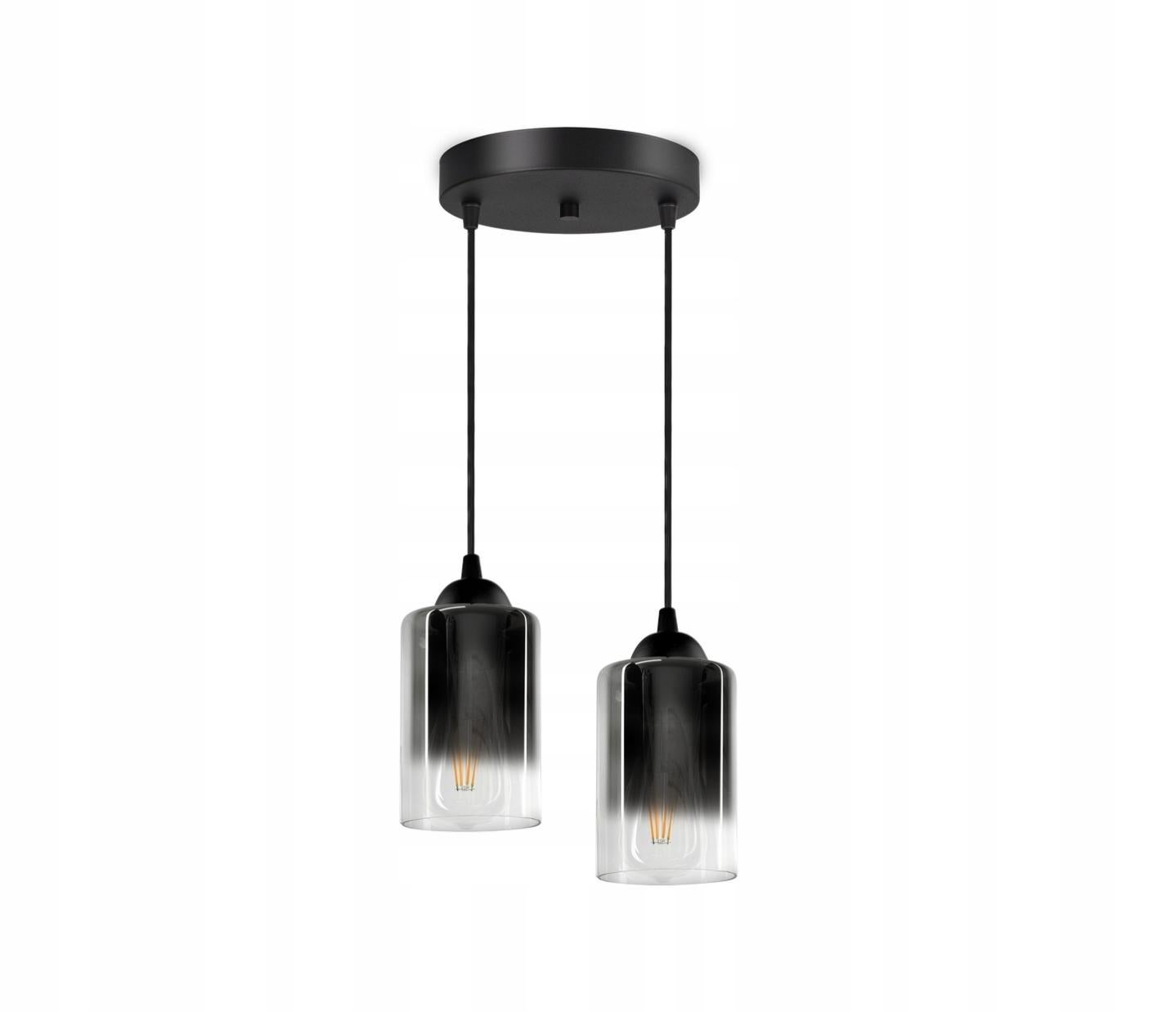 Suspension 2xe27 moderne graphite transparent à 2 lumières avec verre ...