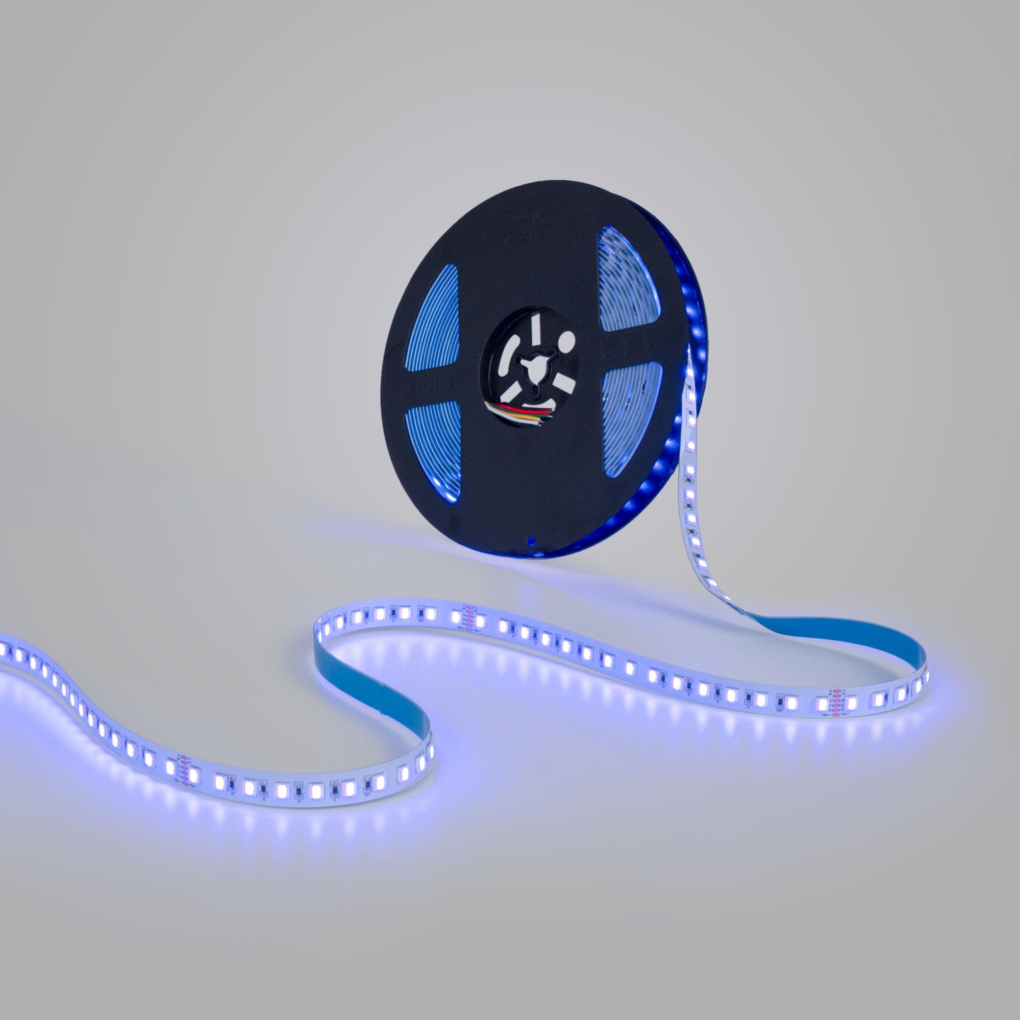 Ruban LED 48V DC - RGB + CCT - 15W/m - 12mm - IP20 - 10 mètres - 90ch/m - Blanc Chaud | Leroy Merlin