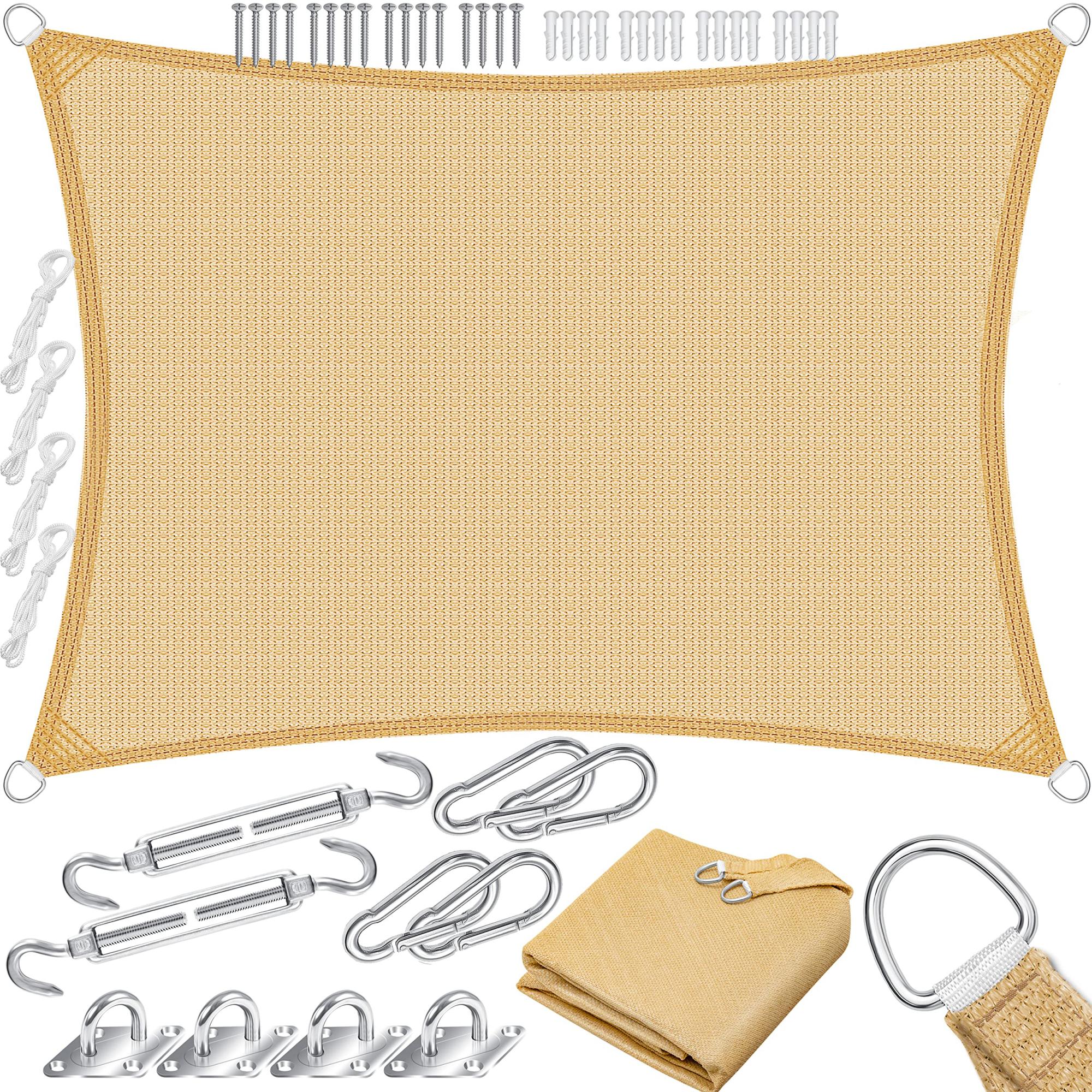 Voile d'ombrage avec accessoires, protection soleil/vent – Tissu HDPE ...