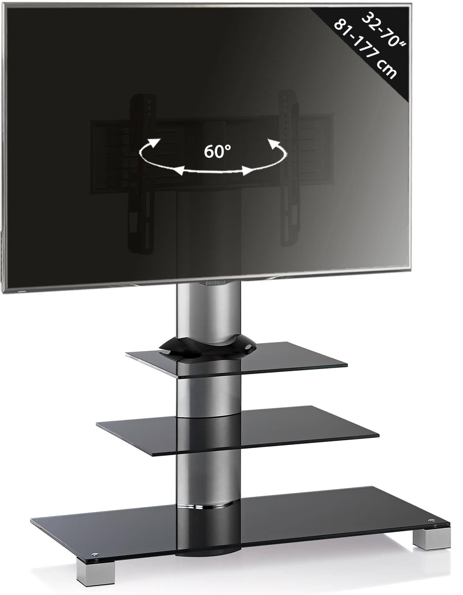 Pied TV Alu Verre Rack Amalo Max | Leroy Merlin