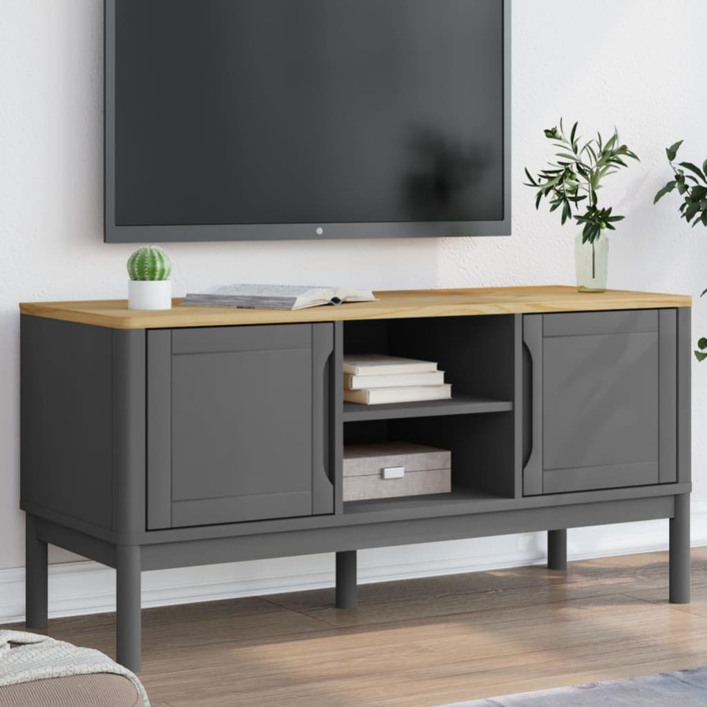 Meuble TV | Banc TV | Armoire TV FLORO gris 114x43x55 cm bois massif de ...