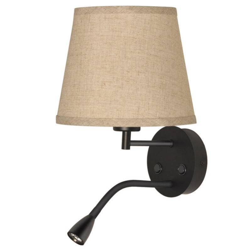 Applique mural avec LED de lecture 3W et abat-jour en textile beige et interrupteur - Idéal pour ...