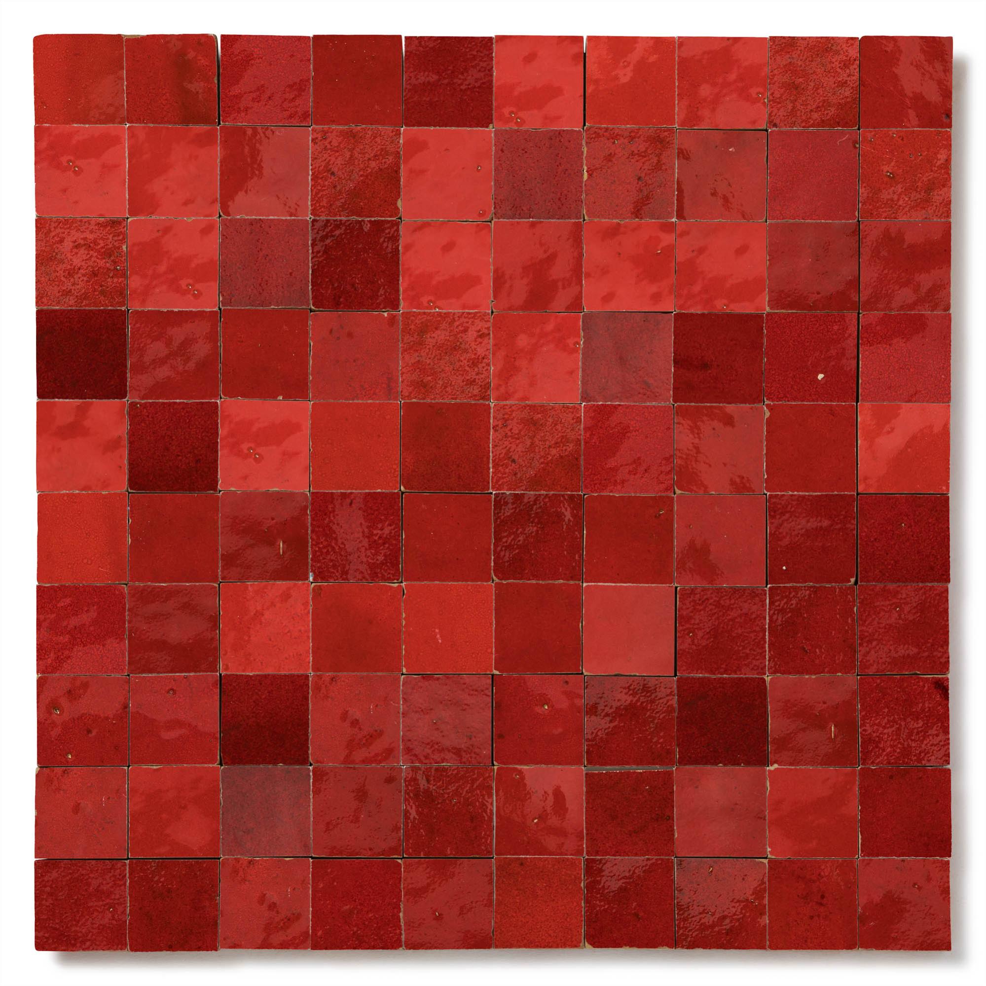 Zellige Marocain Artisanal Véritable - Rouge Pétillant 3x3 cm - Carrelage mur - RO'MA Nature ...