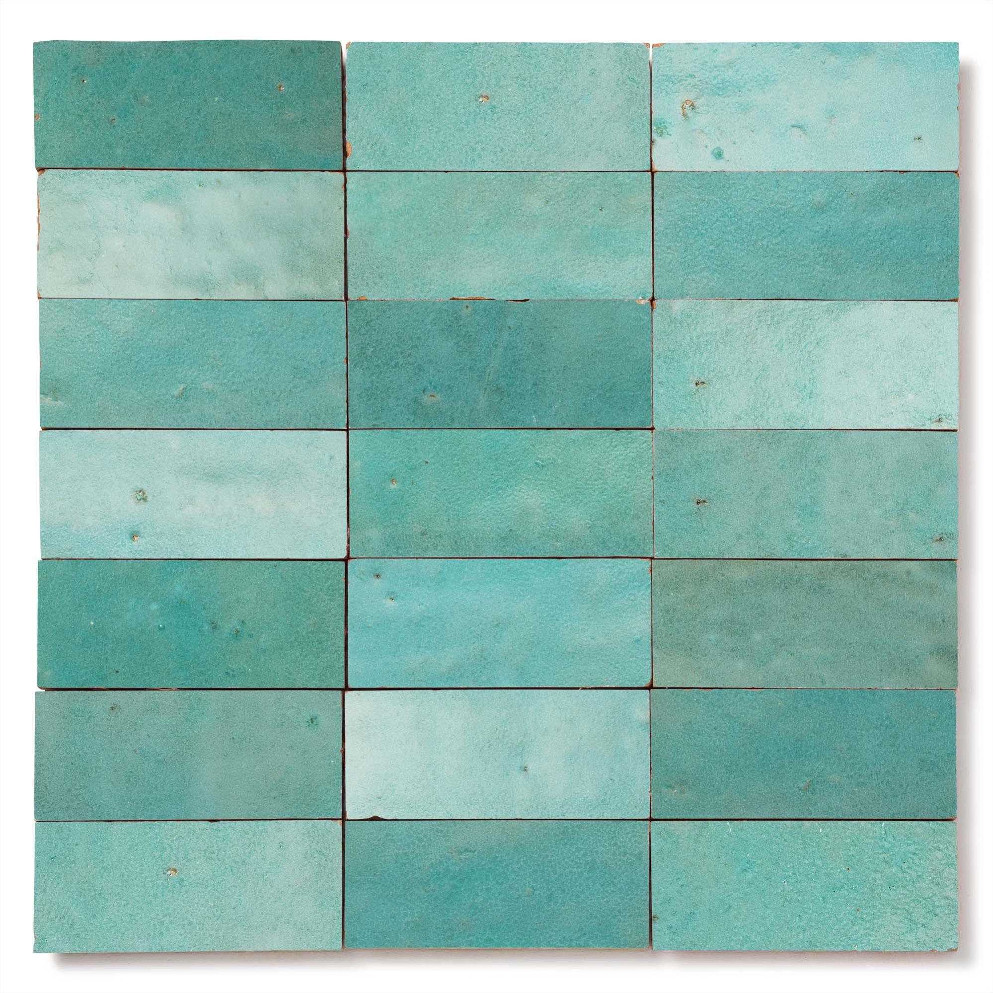 Zellige Marocain Artisanal Véritable - Vert Pacifique 4,2x10 cm ...