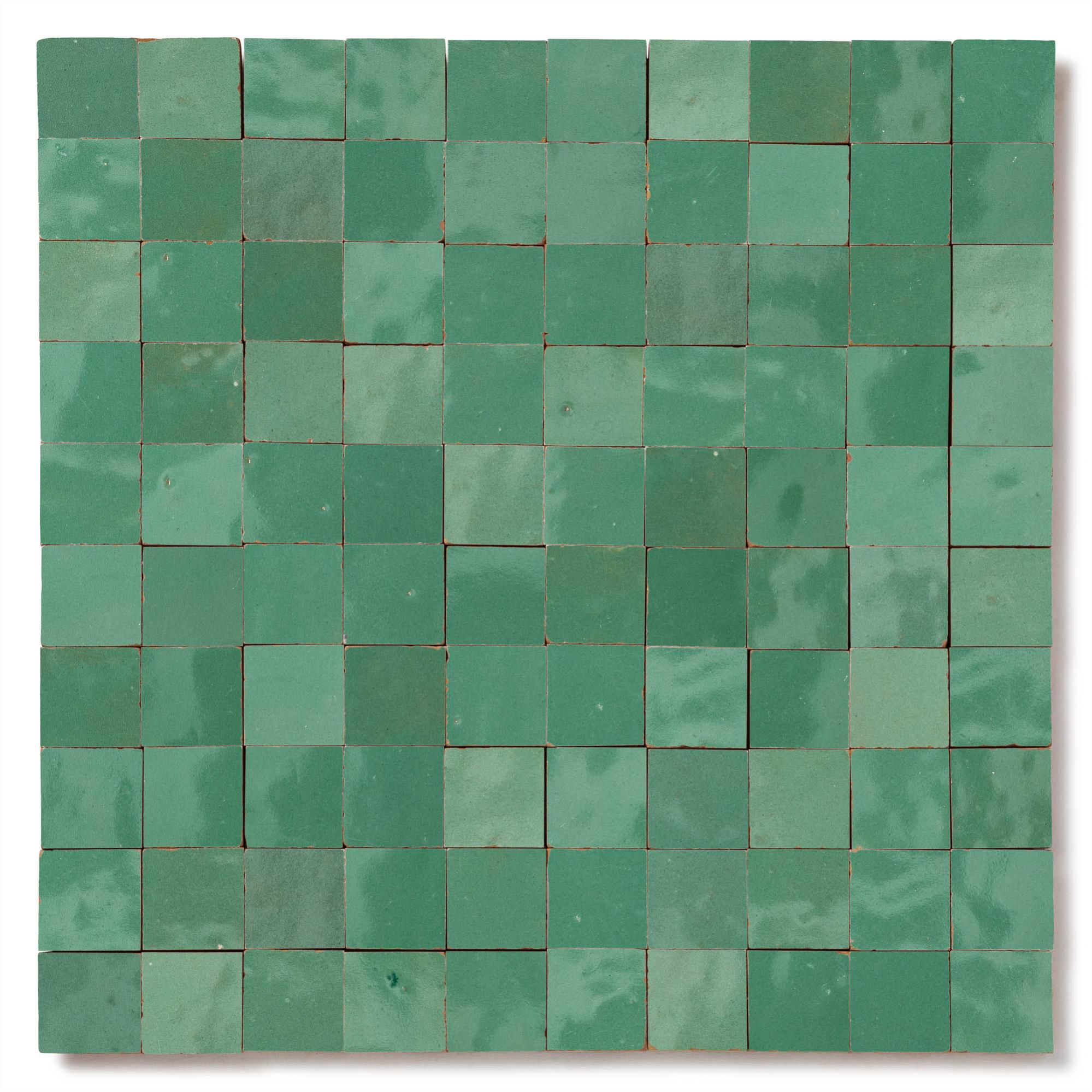 Zellige Marocain Artisanal Véritable - Vert d'eau 3x3 cm - Carrelage ...