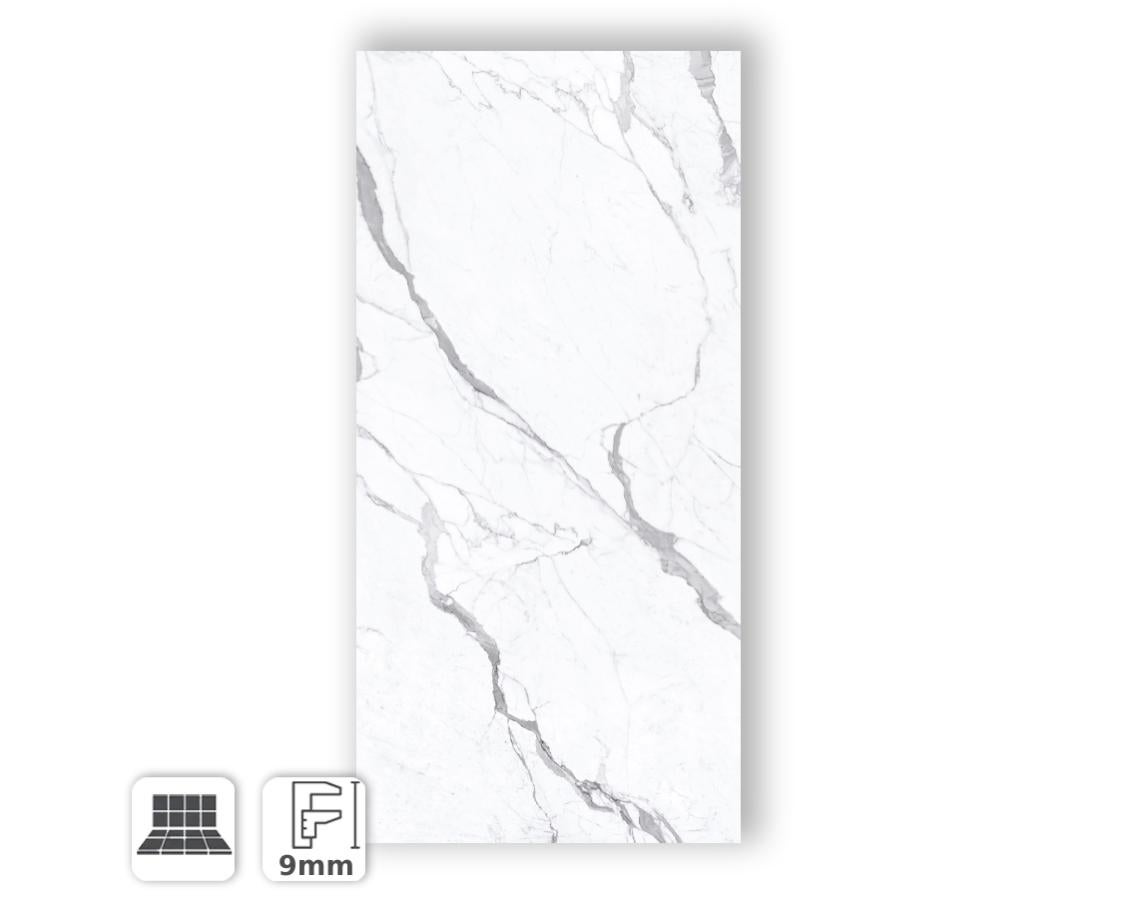 GRES PORCELANICO STATUARIO EFECTO MÁRMOL BLANCO BRILLO 60X120 | Leroy Merlin