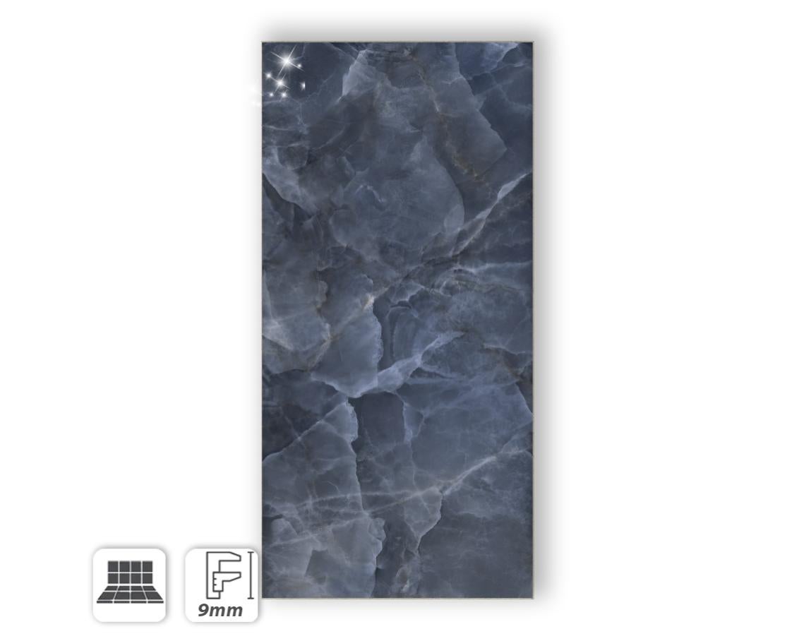 GRÈS CÉRAME EFFET MARBRE ONYX BLEU BRILLANT 60X120 | Leroy Merlin