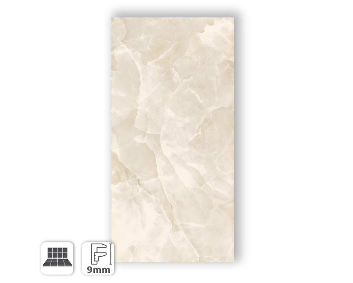 GRES PORCELANICO EFECTO MÁRMOL BEIGE ÓNIX PULIDO 60X120 | Leroy Merlin