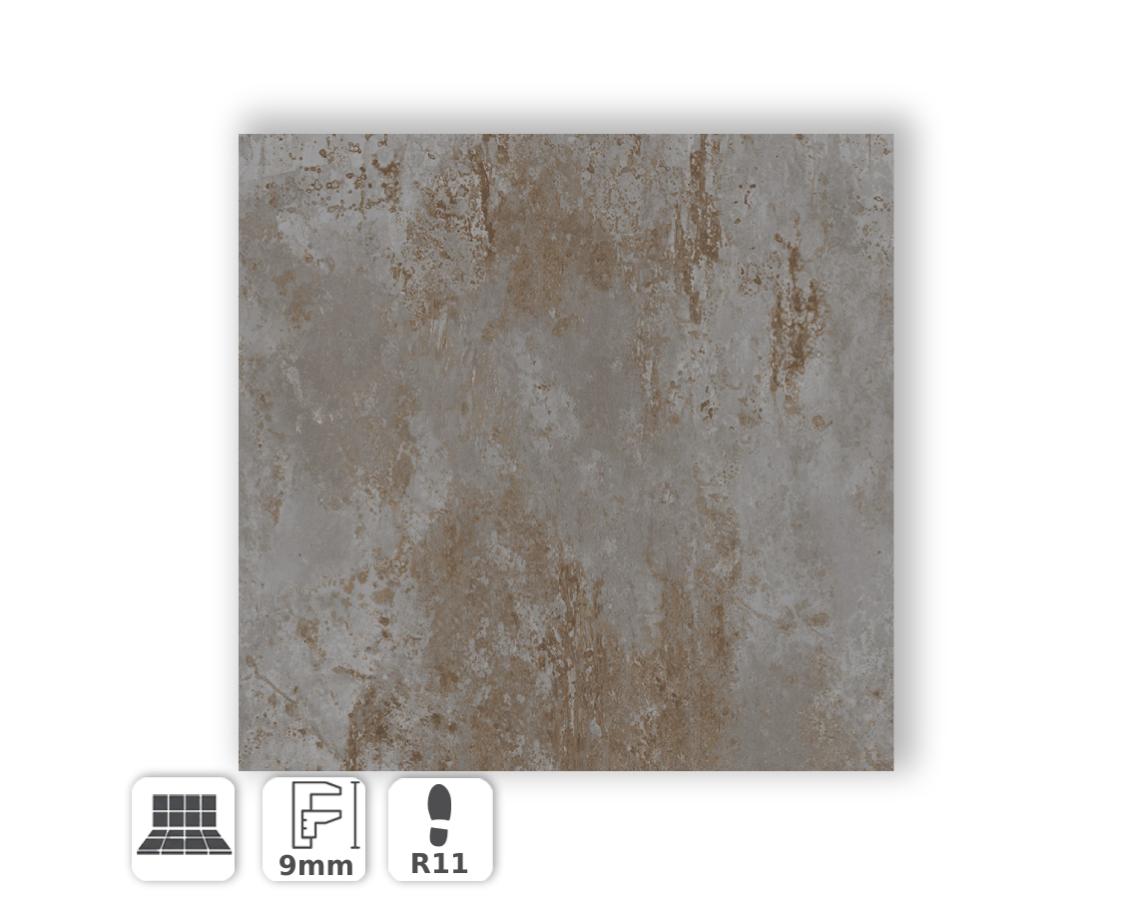 GRES PORCELANICO ANTIDESLIZANTE GRIS EFECTO METAL OXIDADO 60X60 | Leroy ...