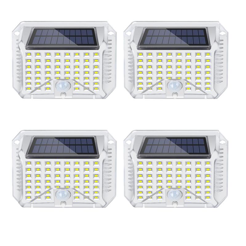 4 pièces lumière blanche 90LED solaire capteur de corps humain lumière de jardin, clôture de ...
