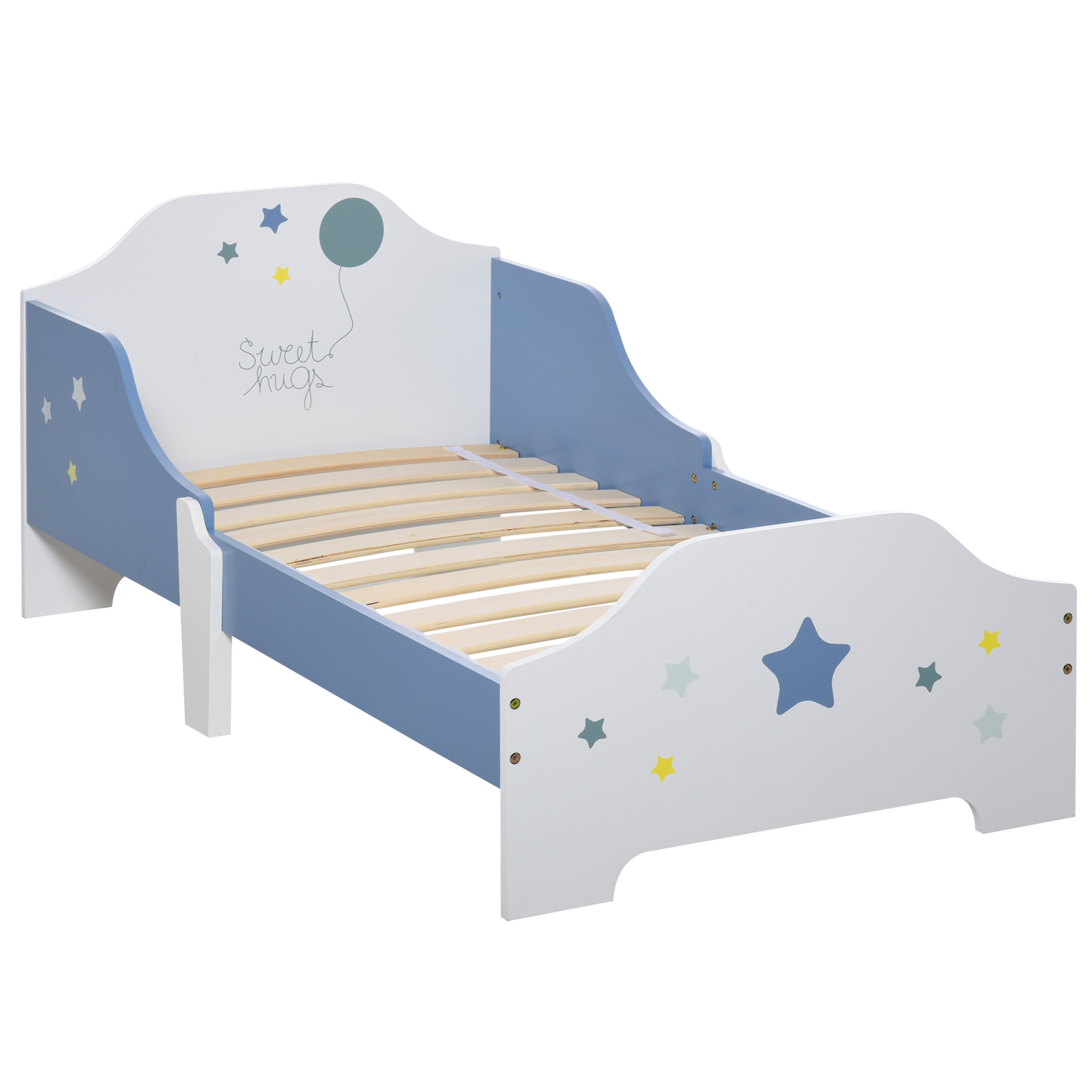 Lit enfant design étoiles - 3-6 ans - dim. 143L x 74l cm - sommier à ...