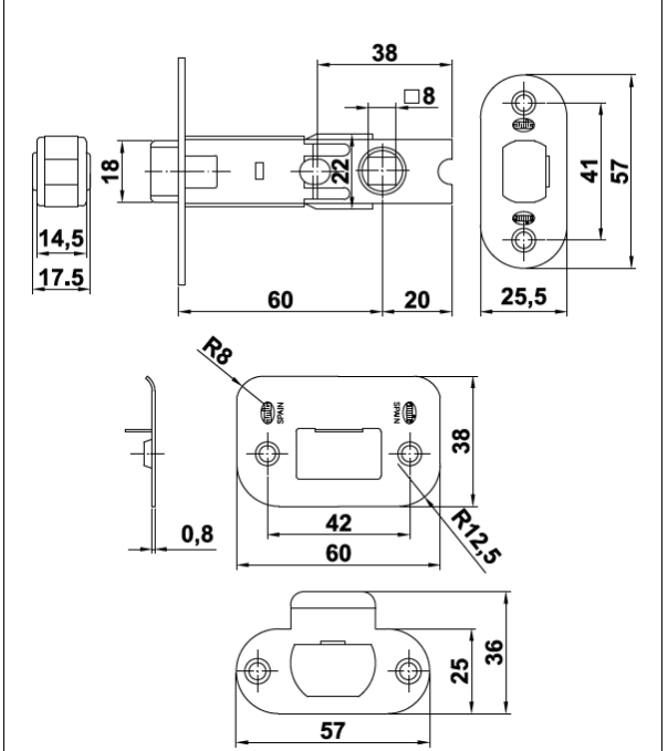PICAPORTE 9-60 ACERO LATONADO | Leroy Merlin