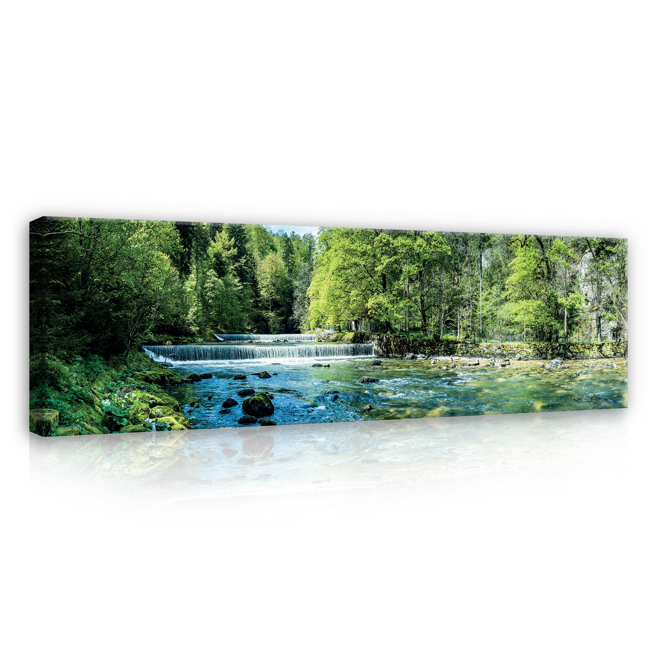 Impression sur Toile Forêt Paysage Nature Lac Moderne 145x45 cm XXL ... Impression sur Toile Forêt Paysage Nature Lac Moderne 145x45 cm XXL ...