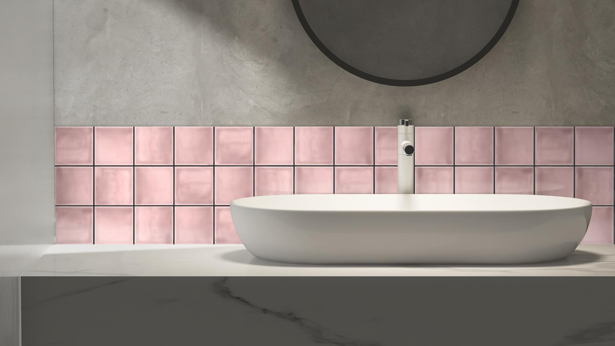 Azulejo De Pared Medida 10.2 X 10.2 cm Y Acabado Zellige Color Rosa ...