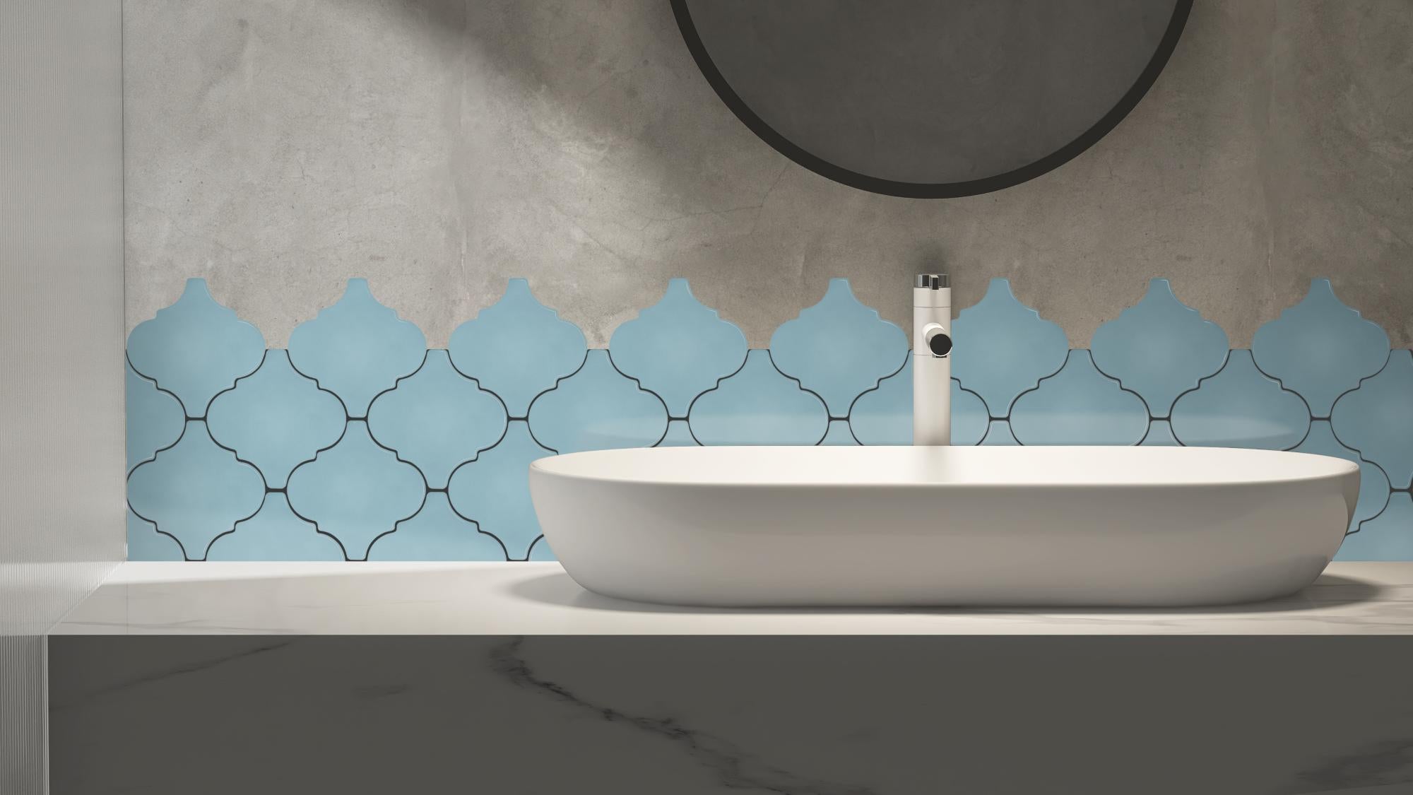 Azulejo De Pared Medida 15 X 15 cm Arabesco Acabado Liso de Color Azul ...