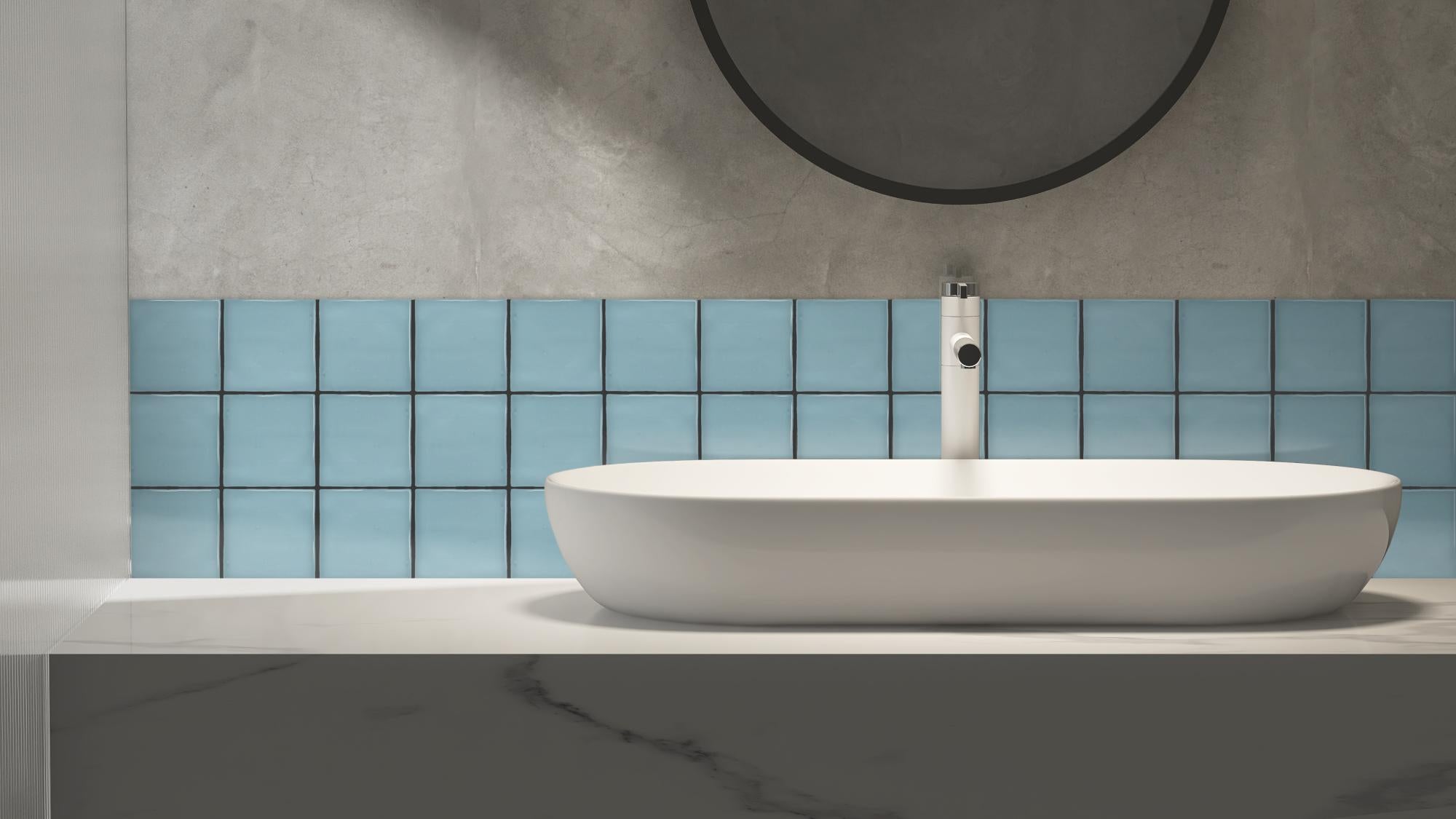 Azulejo De Pared Medida 10 X 10 cm Y Acabado Manual Color Azul Bebe ...