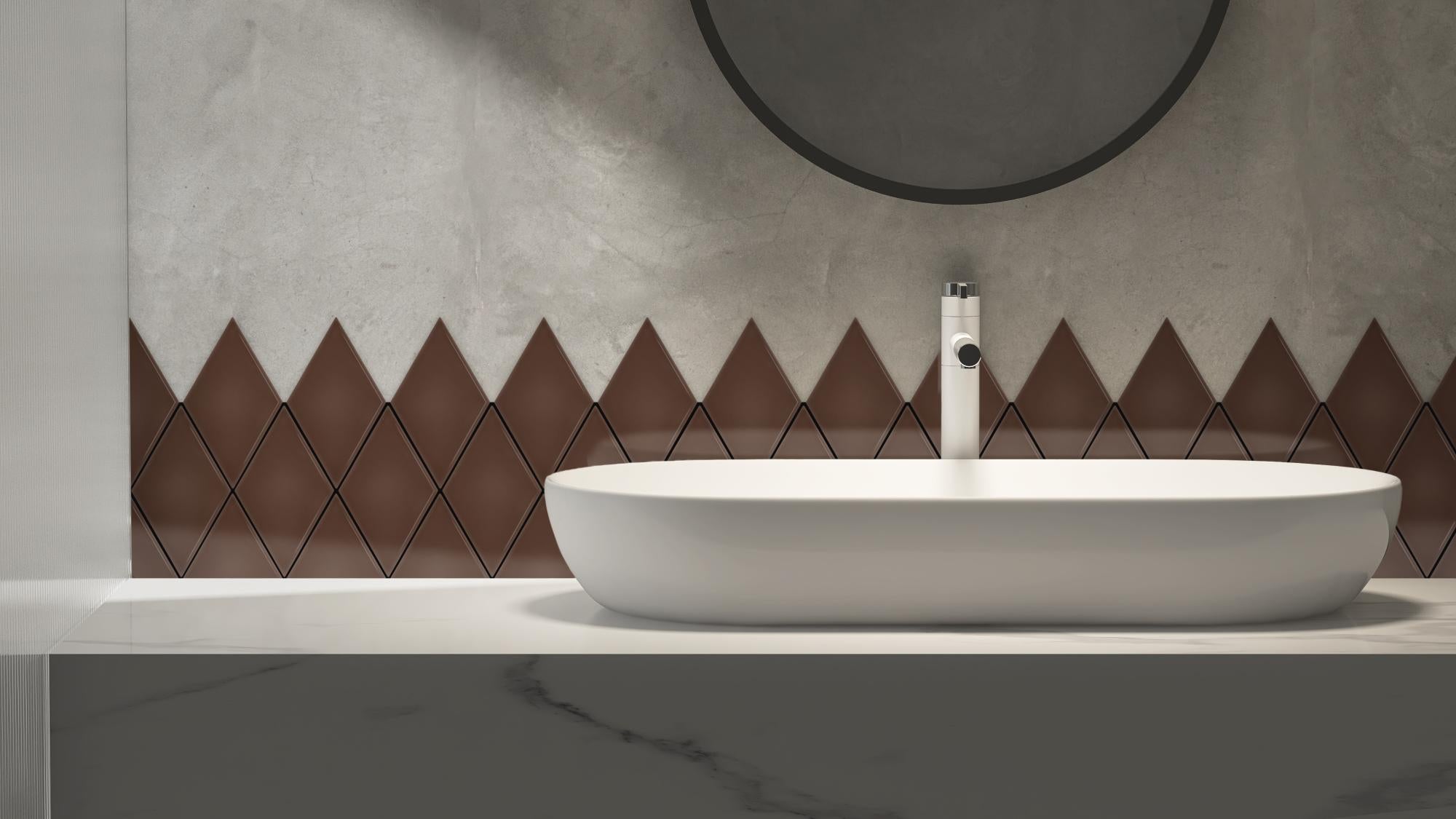 Azulejo De Pared Medida 9 X 16 cm Rombo Acabado Liso de Color Marron ...