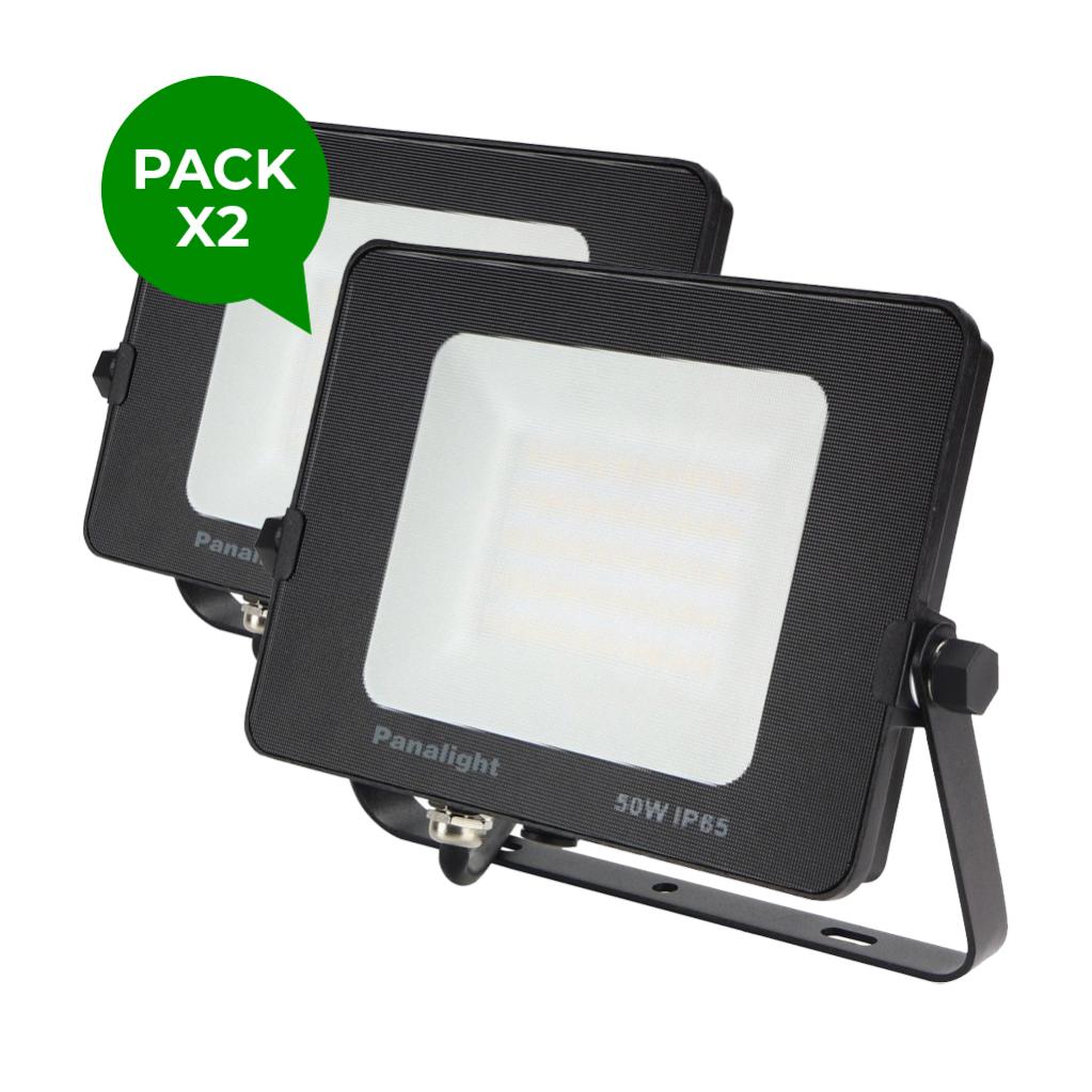 Pack de 2 proyectores LED 50W IP65 Luz Fría 6000K PANALIGHT COSMO Chip ...