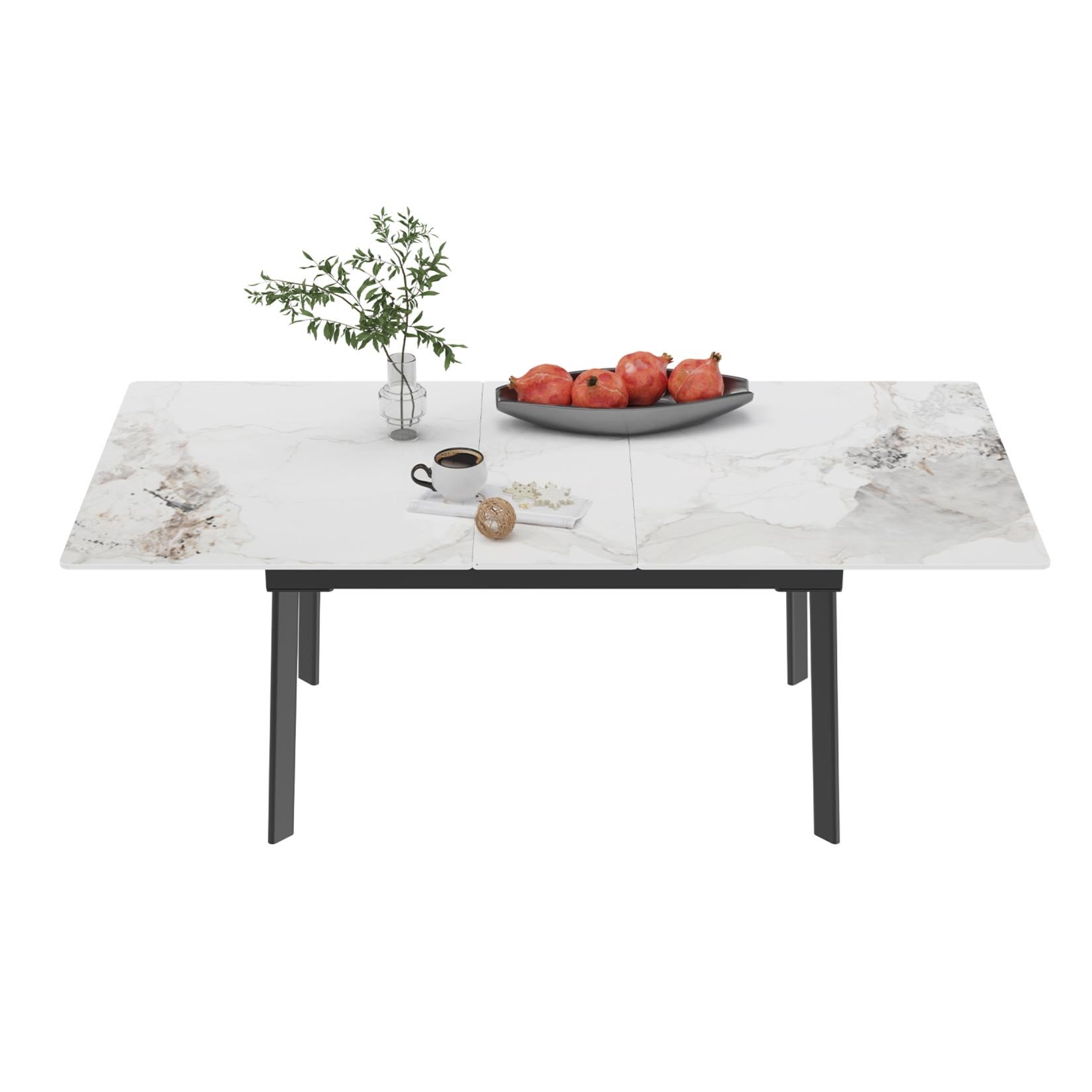 Table Extensible Salle à Manger en Pierre Fritté Rectangulaire Table ...