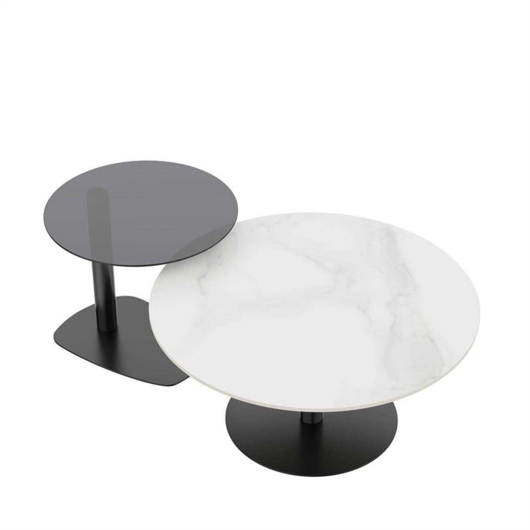 Lot de 2 Tables Basses Gigognes de salon Table de Basse Rond Modern 80/ ...