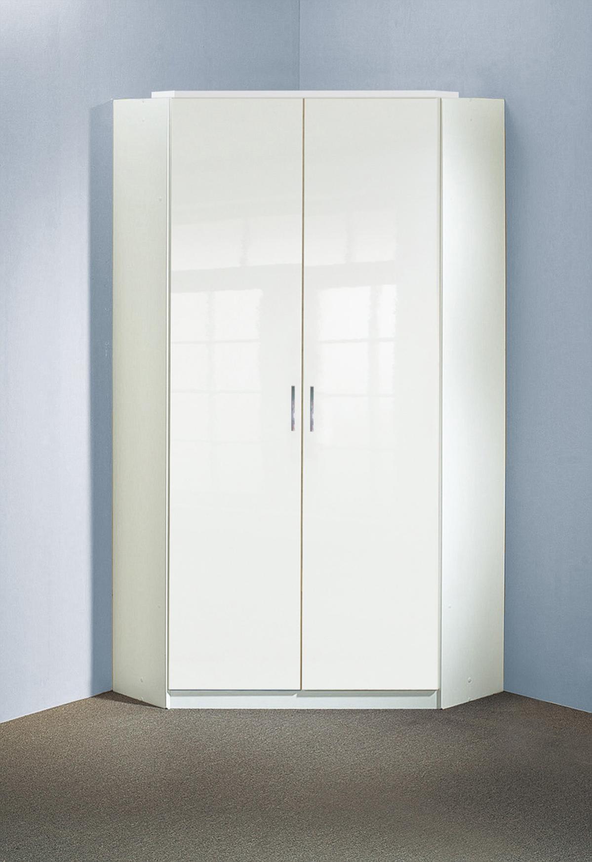 Armoire d‘angle, meuble de rangement coloris blanc cassé, blanc ...