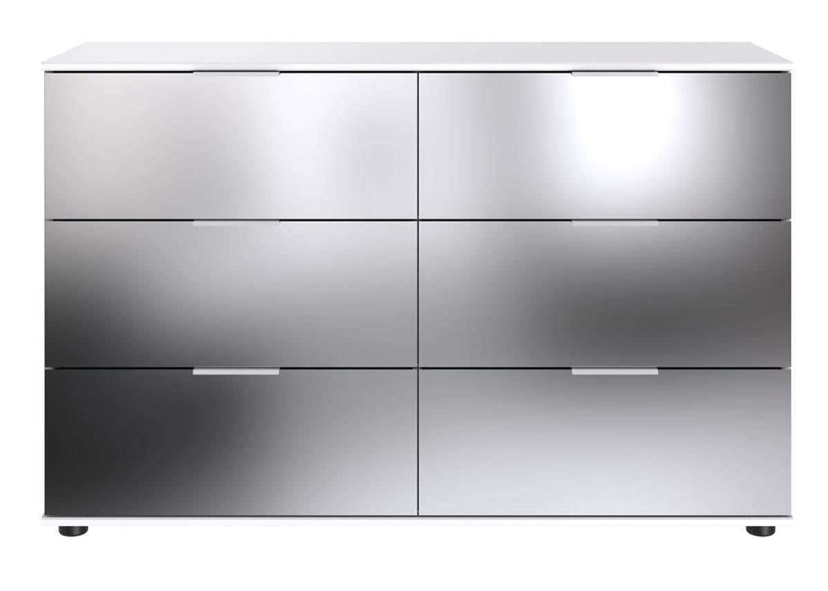 Commode à tiroirs, meuble de rangement coloris blanc - Longueur 130 x Hauteur 83 x Profondeur 41 ...