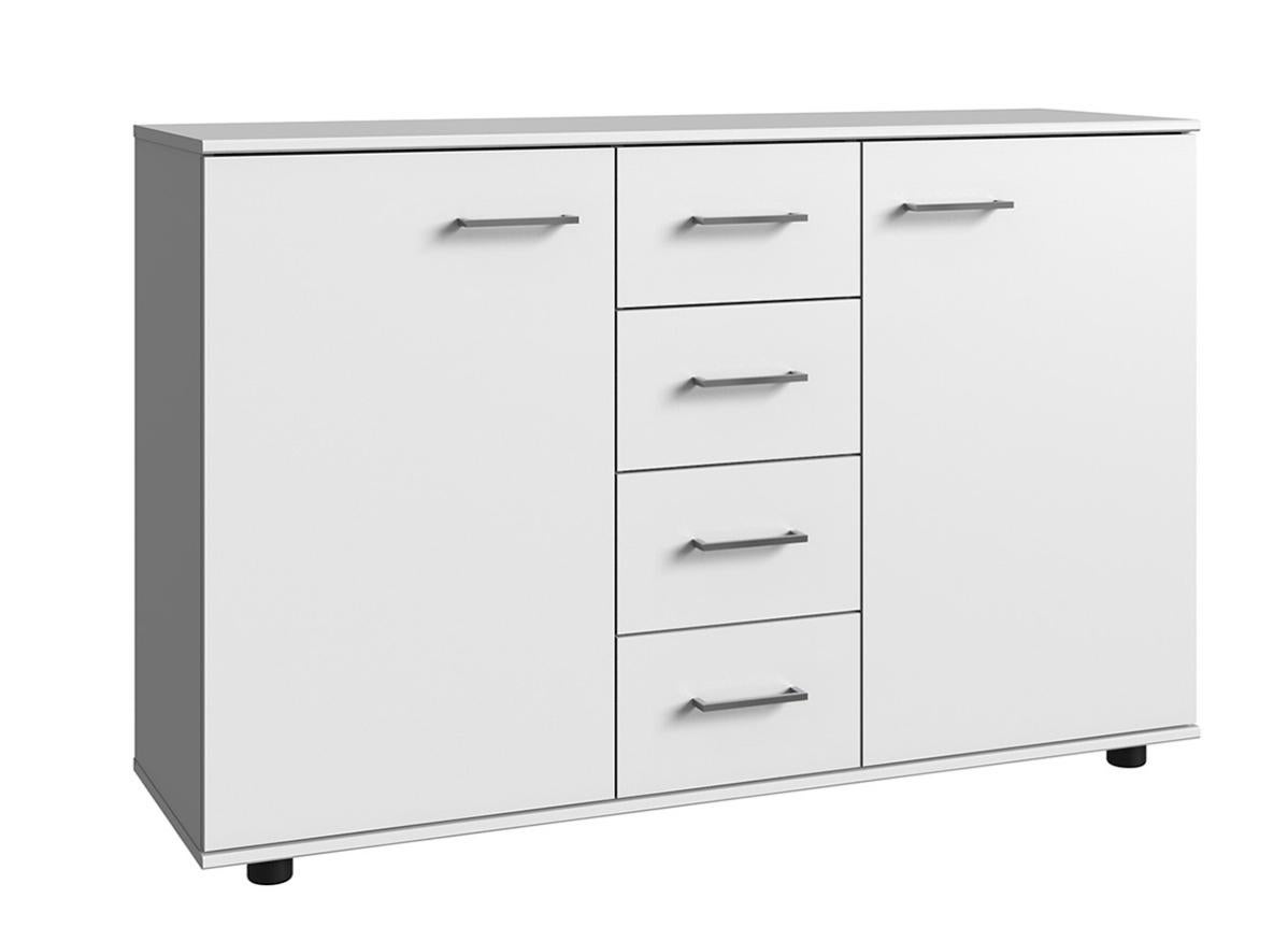 Commode combinée, meuble de rangement coloris Blanc - Longueur 130 x ...