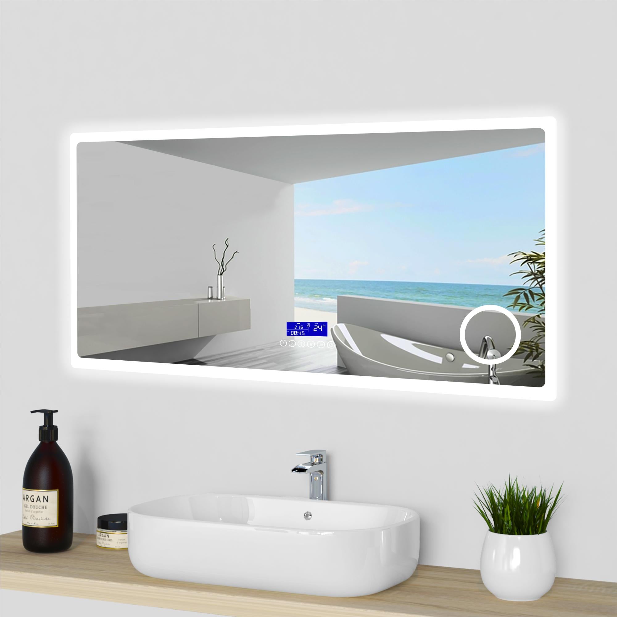 AICA IT Specchio Bagno Rettangolare Da LED 160×80cm, Antiappannamento ...