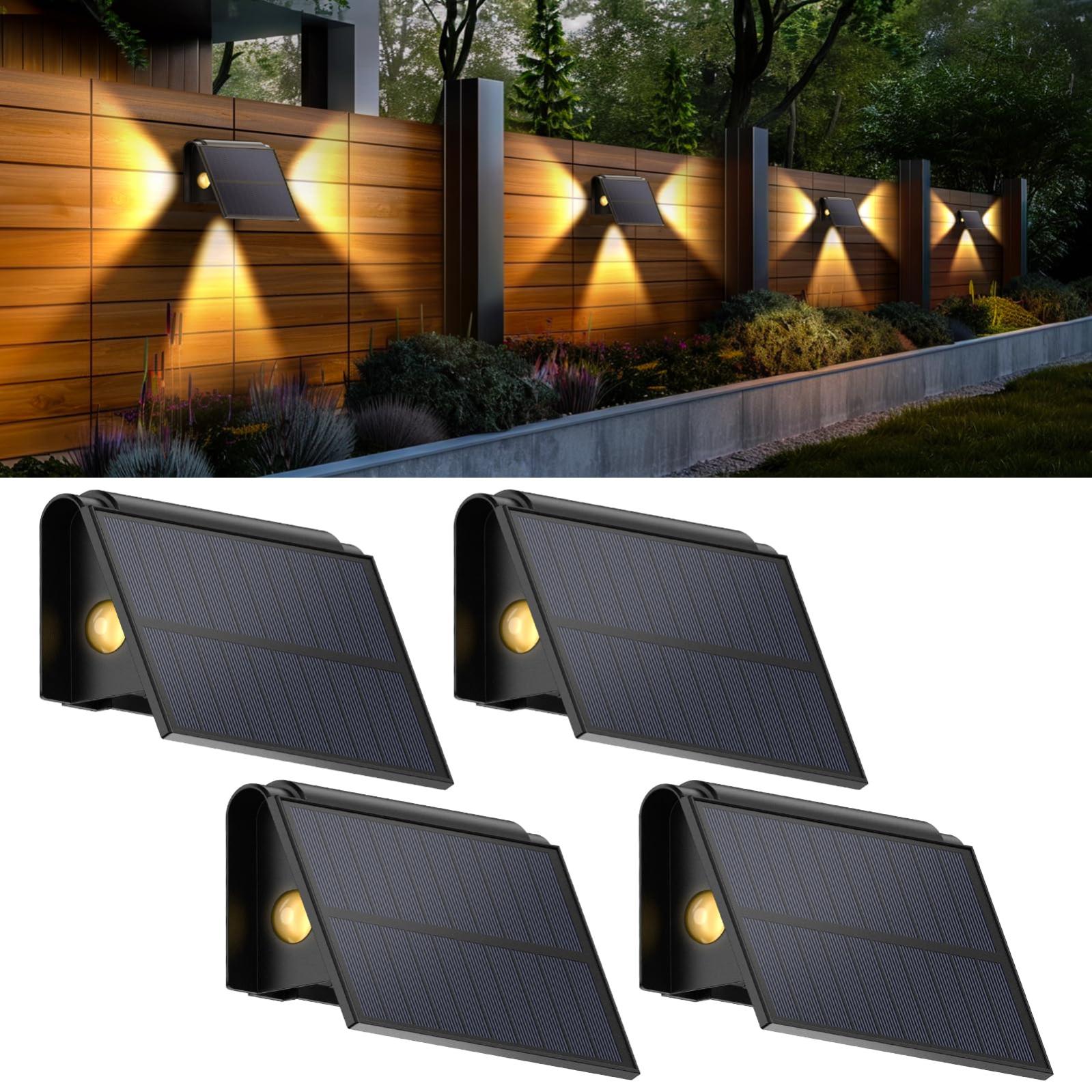 Luces solares para exteriores, paquete de 4 apliques solares para ...
