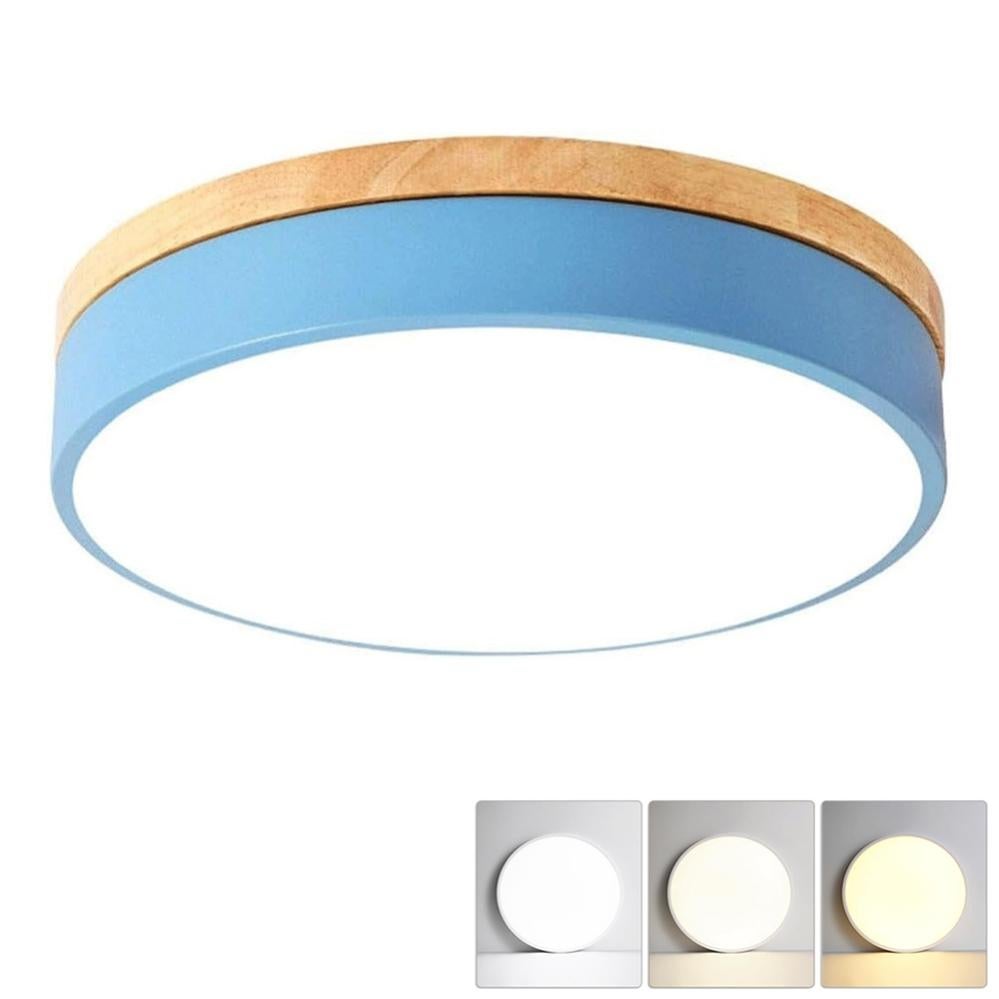 Plafonnier LED, Plafonnier Rond Moderne en Bois 24 W, 3 Températures de ...