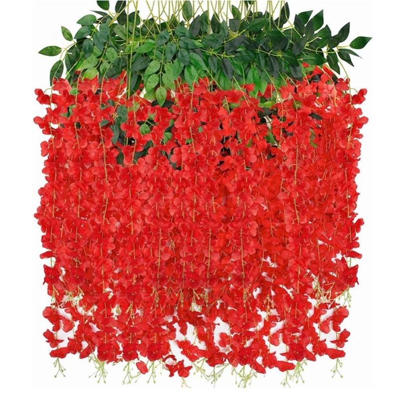 Paquet de 12 fleurs de glycine artificielles, guirlande de glycine ...