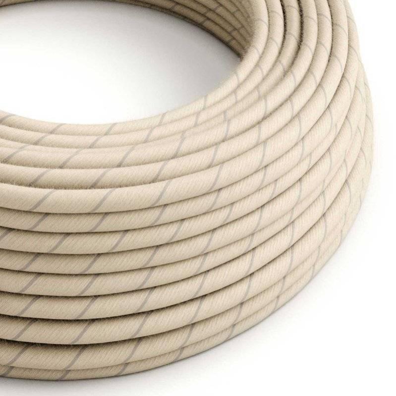 Câble rond - Tissu Coton et Lin - Beige / Gris - Spiral 3x0.75-Longueur ...