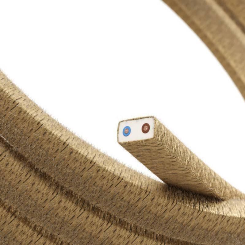 Câble électrique plat - Recouvert en Jute - Naturel - 2X1.5 - Longueur ...