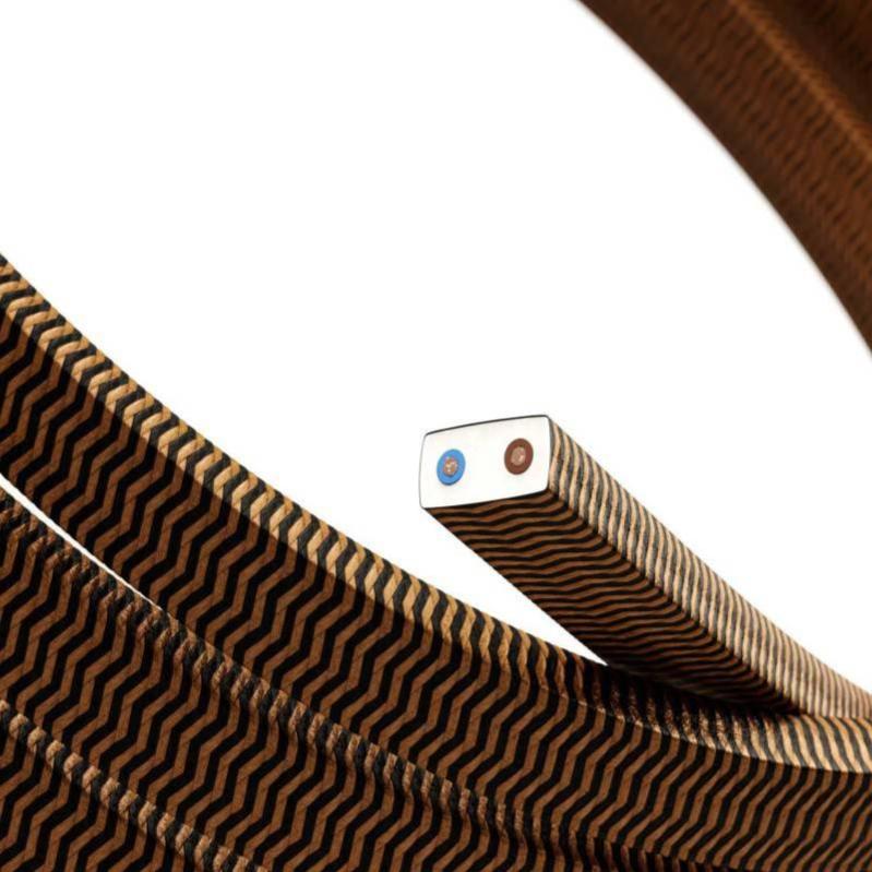 Câble électrique plat - Tissu effet soie - ZigZag Noir Whiskey - 2X1.5 ...