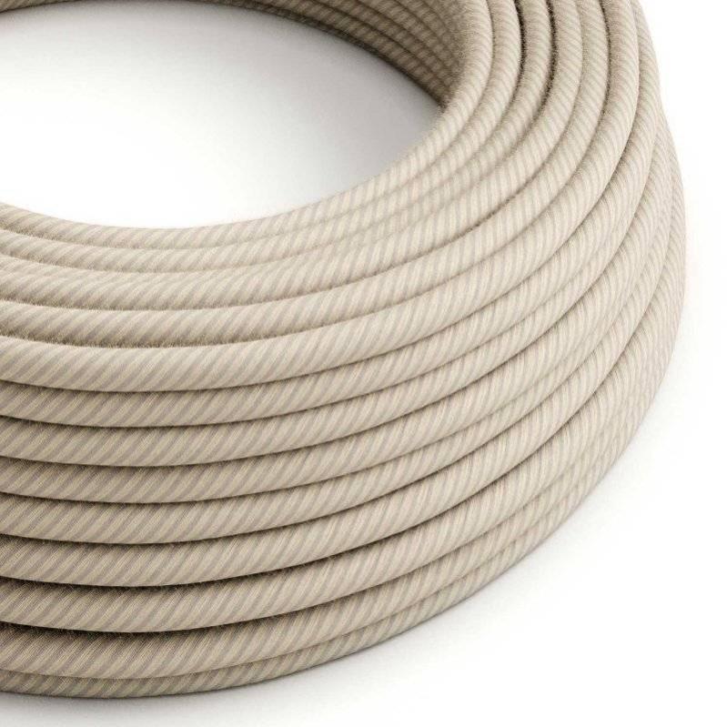 Câble rond - Tissu Jute - Beige / Blanc - Spirales 3x0.75-Longueur 5 ...