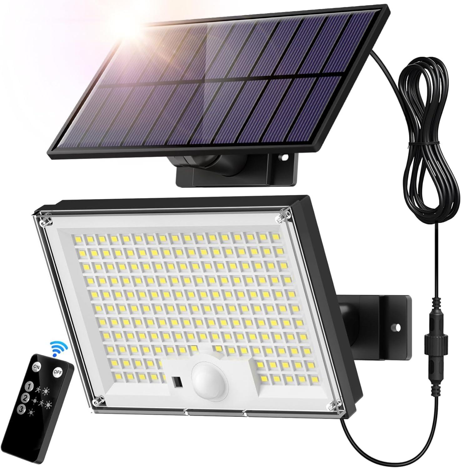 Luz solar con sensor de movimiento, luz de inundación solar 172LED con ...