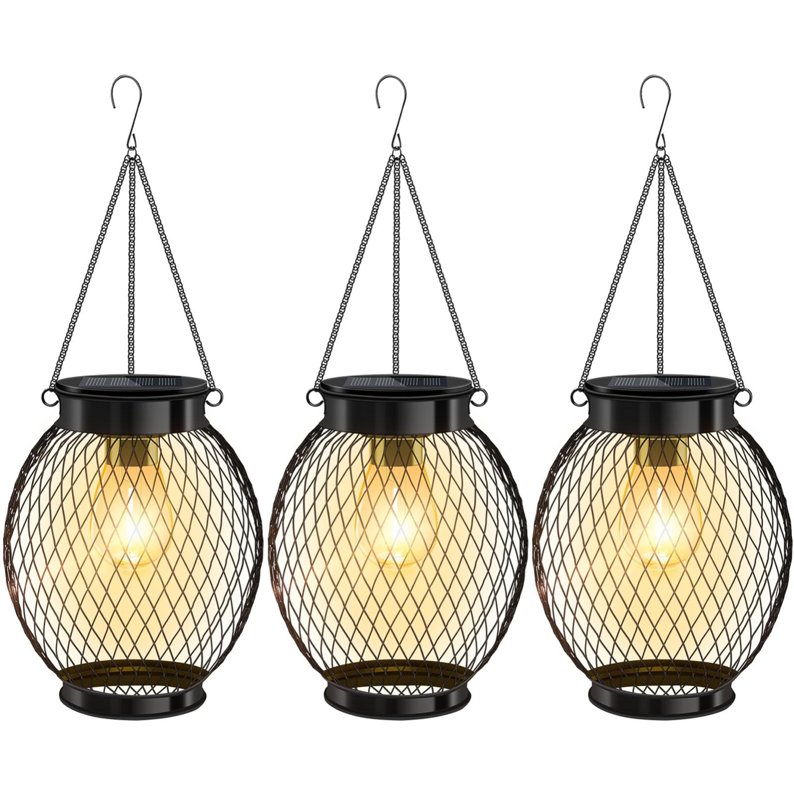 Luces solares colgantes para jardín al aire libre, 3 luces solares ...