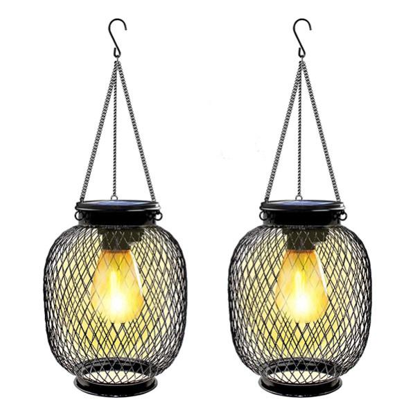 Lampes solaires à suspendre en extérieur, lot de 2 lampes solaires, avec ampoules LED blanc ...