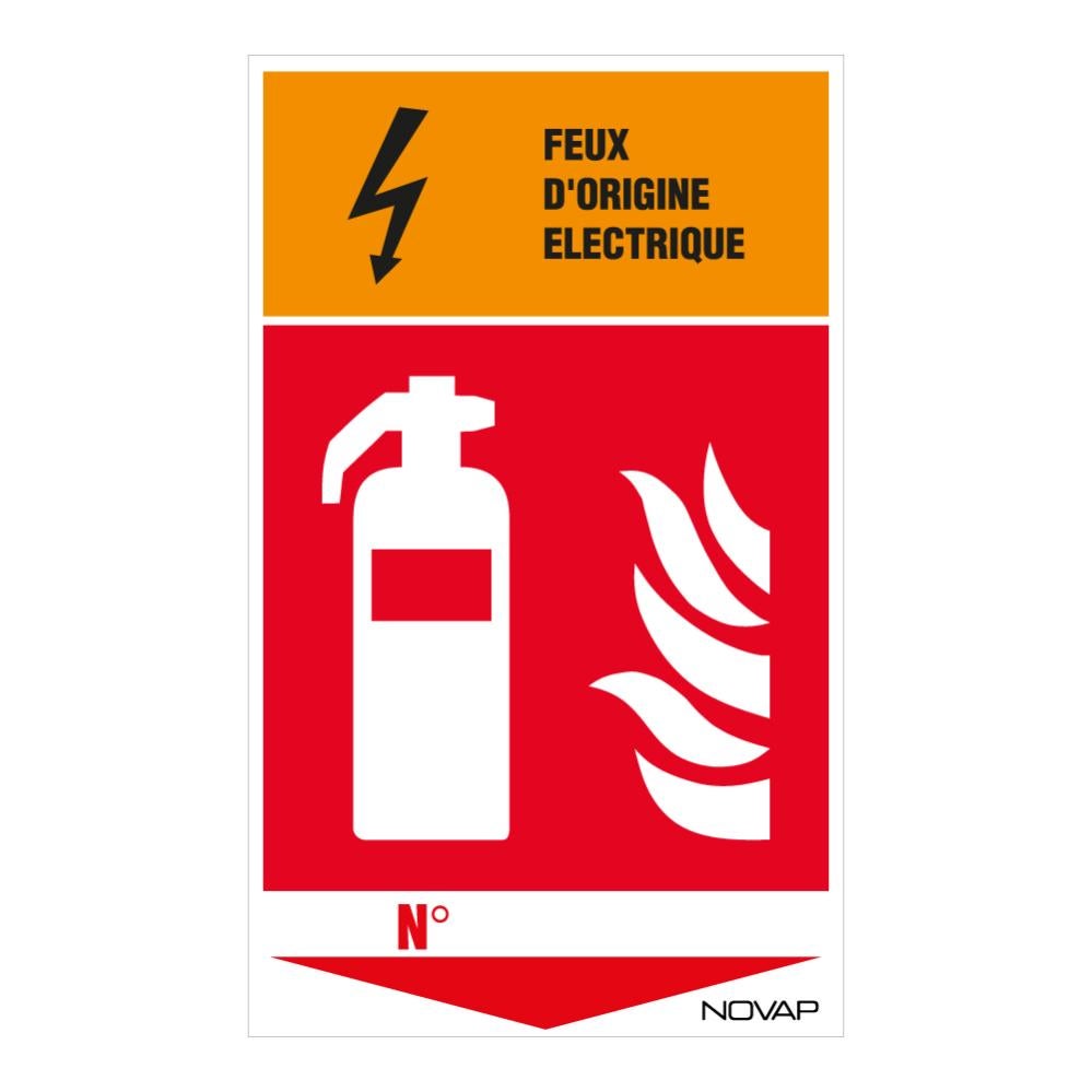 Panneau Extincteur feu d'origine éléctrique - Rigide 330x200mm ...