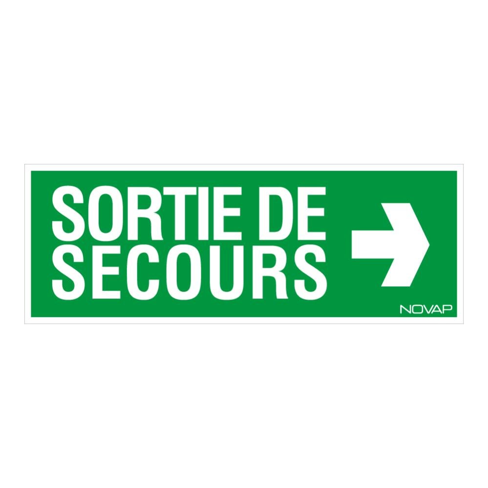 Panneau Sortie de secours flèche droite (texte) - Rigide 330x120mm - 4035543 | Leroy Merlin