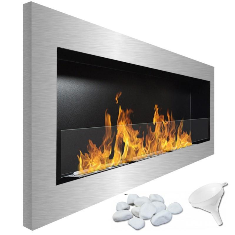 Chimenea de bioetanol Modelo Svana Acero Inox. con cristal protector ...