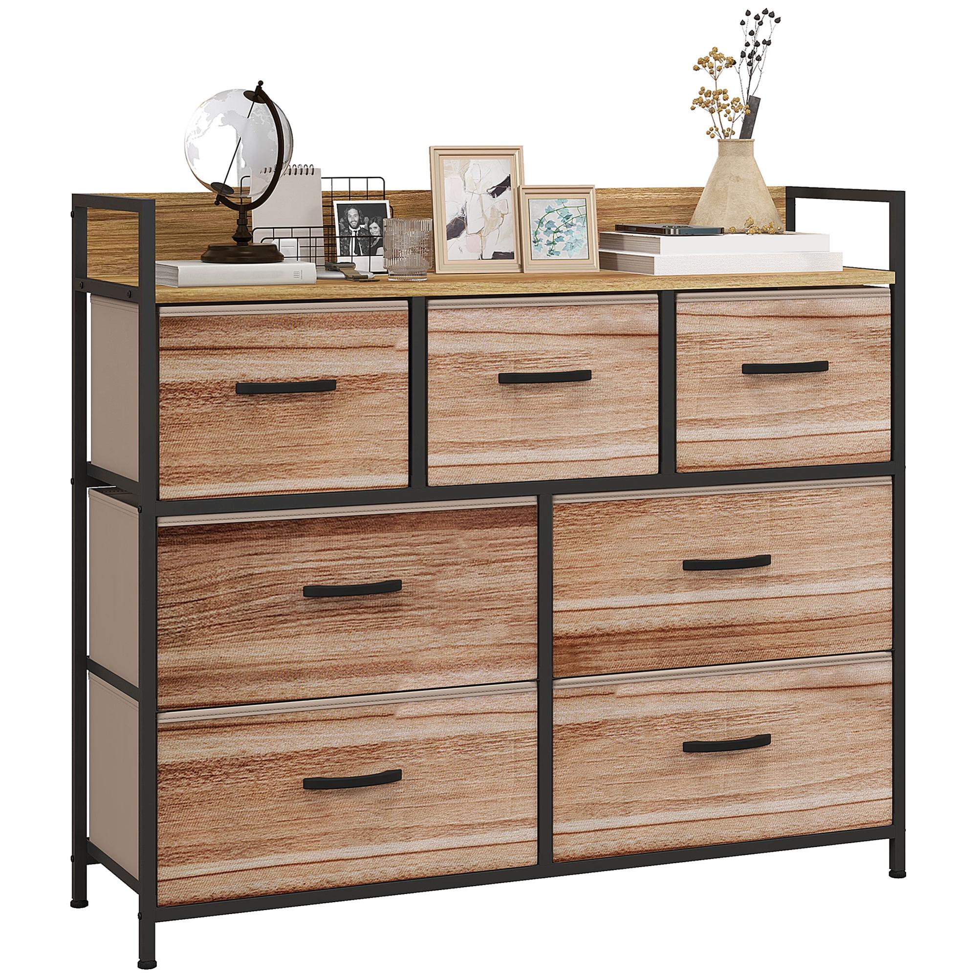 Commode 7 tiroirs non tissés pliables - structure acier noir - plateau ...