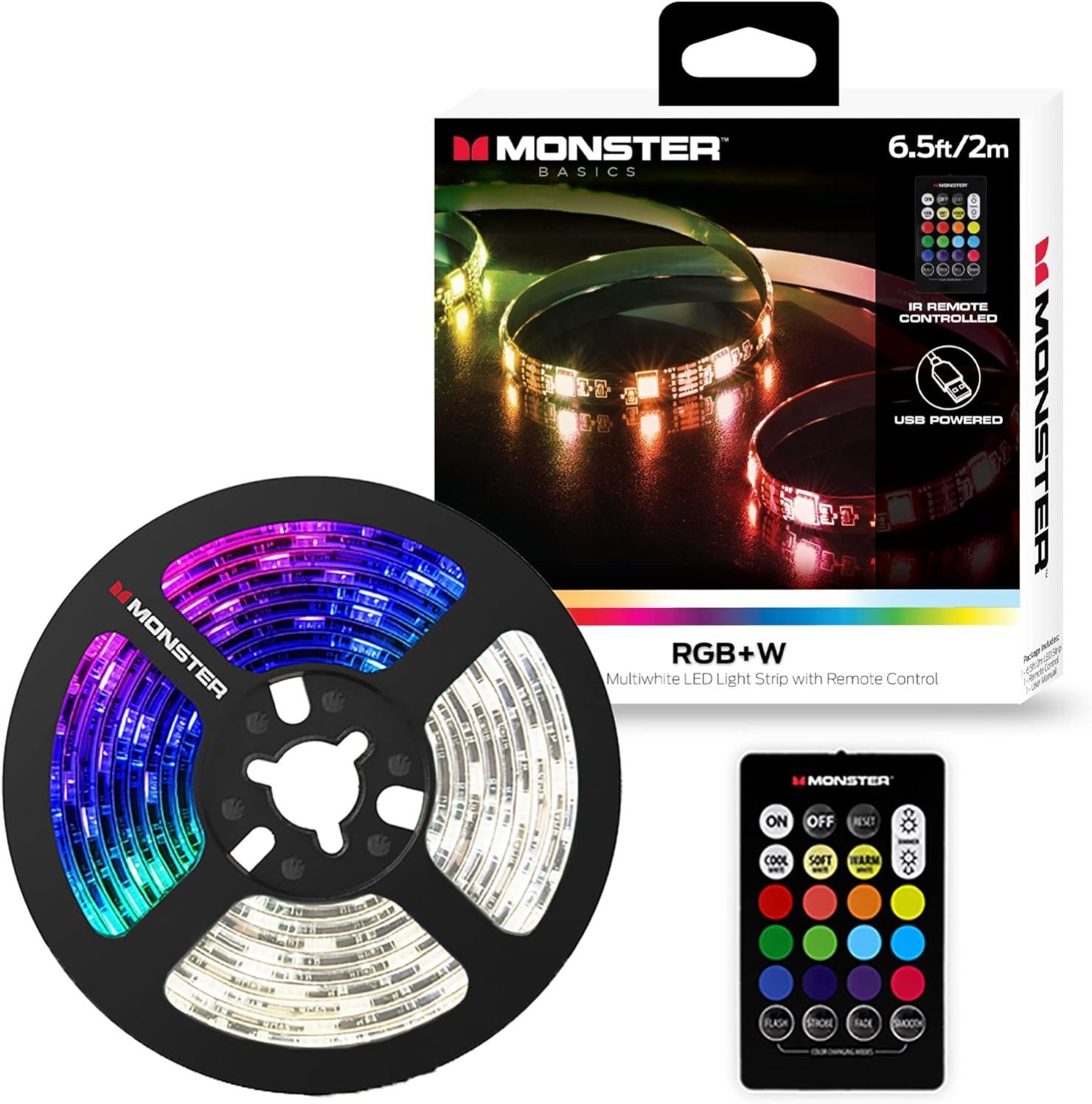 Ruban à LED Monster 2M - Multi-Blancs et Multicolore - Éclairage Personnalisé - avec Adhésif de ...