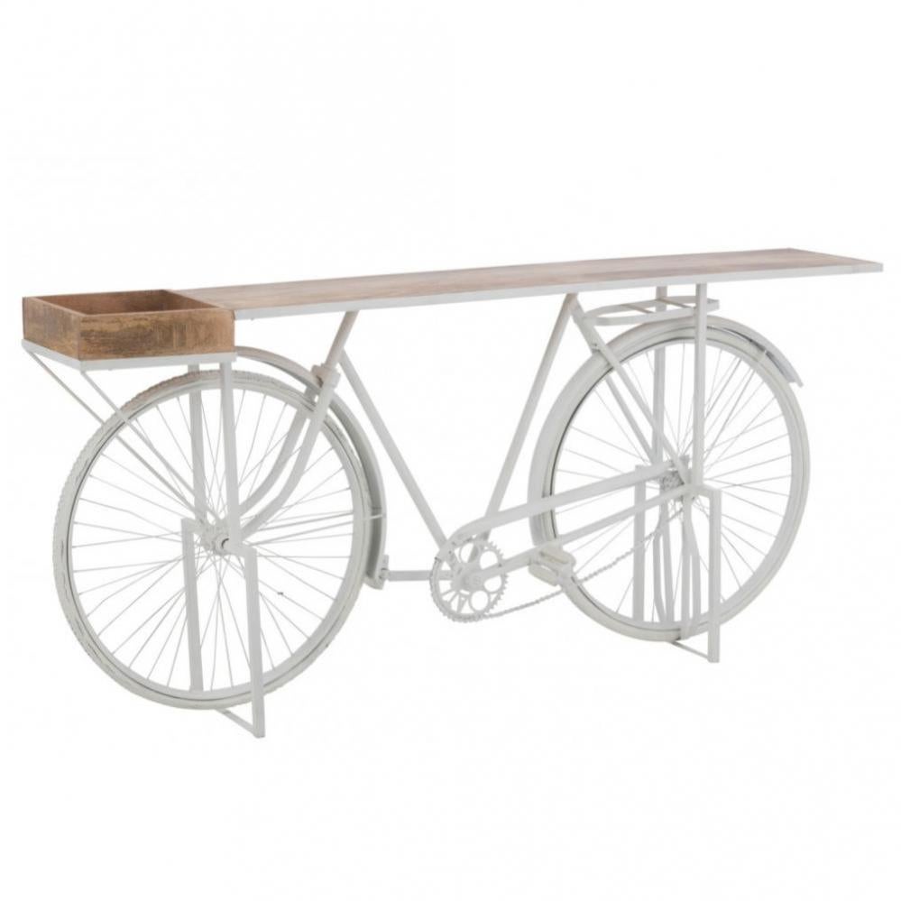 Console vélo rétro TROE en bois de manguier naturel et métal blanc ...