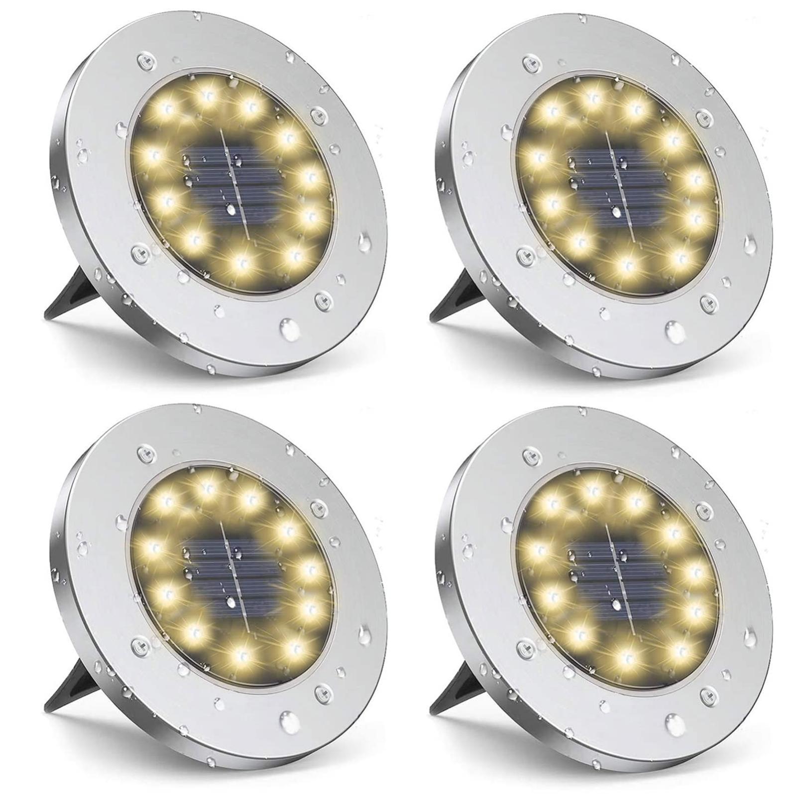 Luces solares de suelo con 12 LED, luz solar impermeable, luz solar de ...