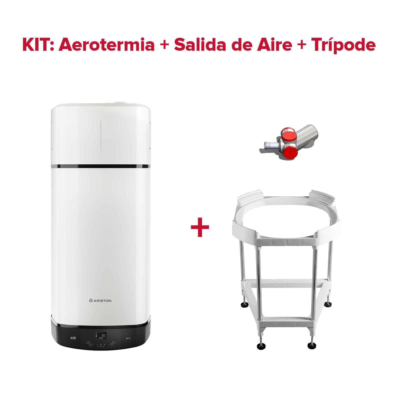 Aerotermia, Ariston, NUOS PLUS S2 WIFI 80L + Salida de Aire + Tripode, Clase Energetica A+ ...